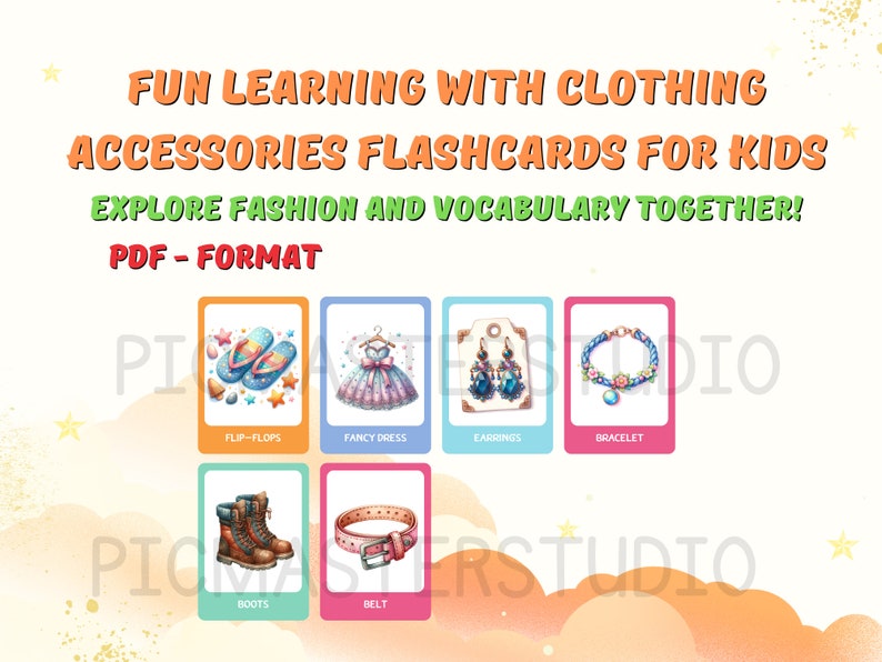 Explore Fashion Fun: Kids' Clothing Accessories Flashcards Perfect for ...