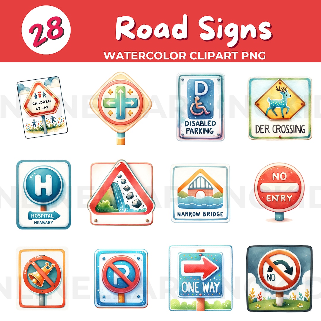 28 Traffic and Road Safety-street Signs Clipart | Kids Road Signs ...
