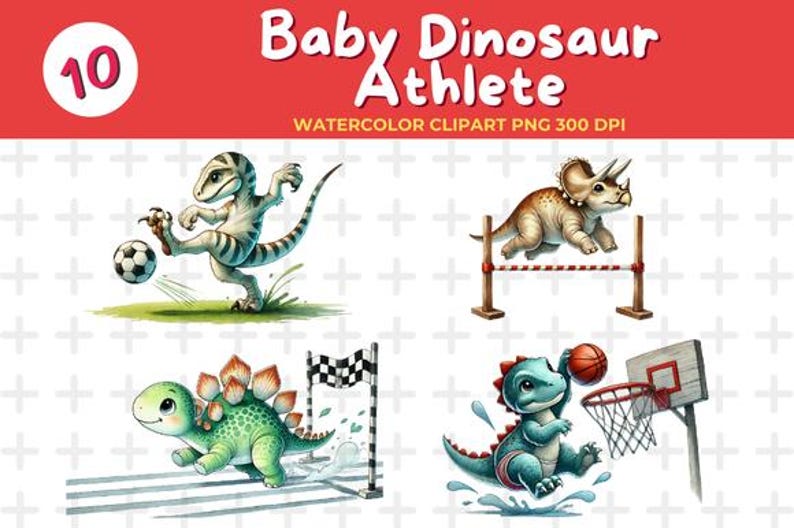 Baby Dinosaur Athlete PNG Collection Sports Dino Clipart Kids Athlete ...