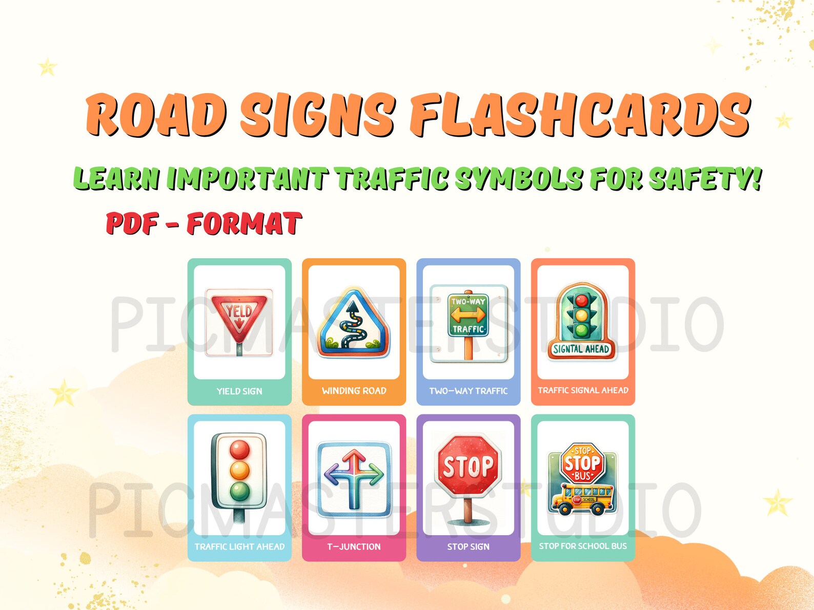 Road Signs Flashcards for Kids: Learn Safety and Signs Fun, Educational ...