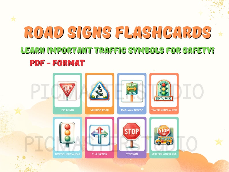 Road Signs Flashcards for Kids: Learn Safety and Signs Fun, Educational ...