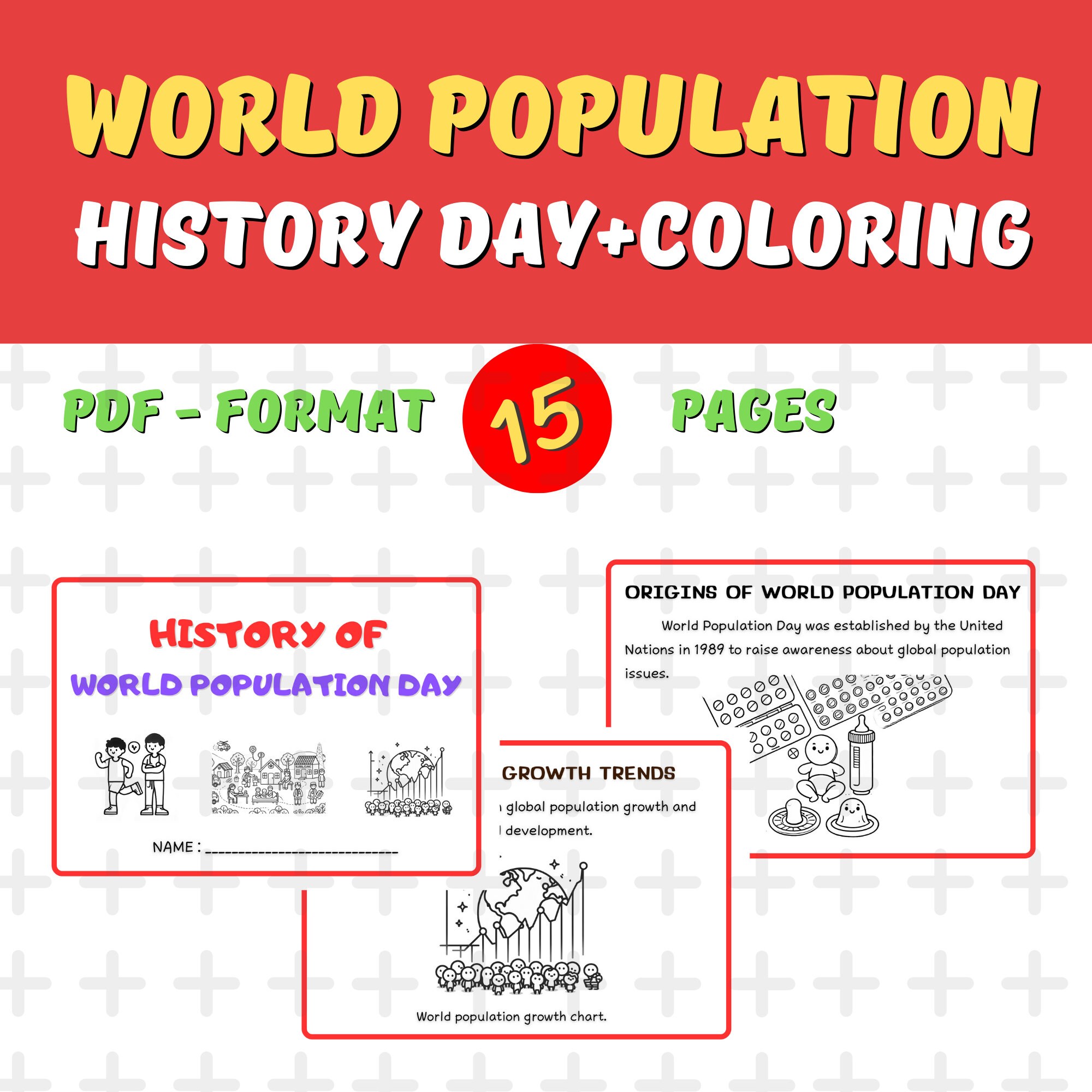 World Population History Day+coloring Pages for Kids | World Population ...