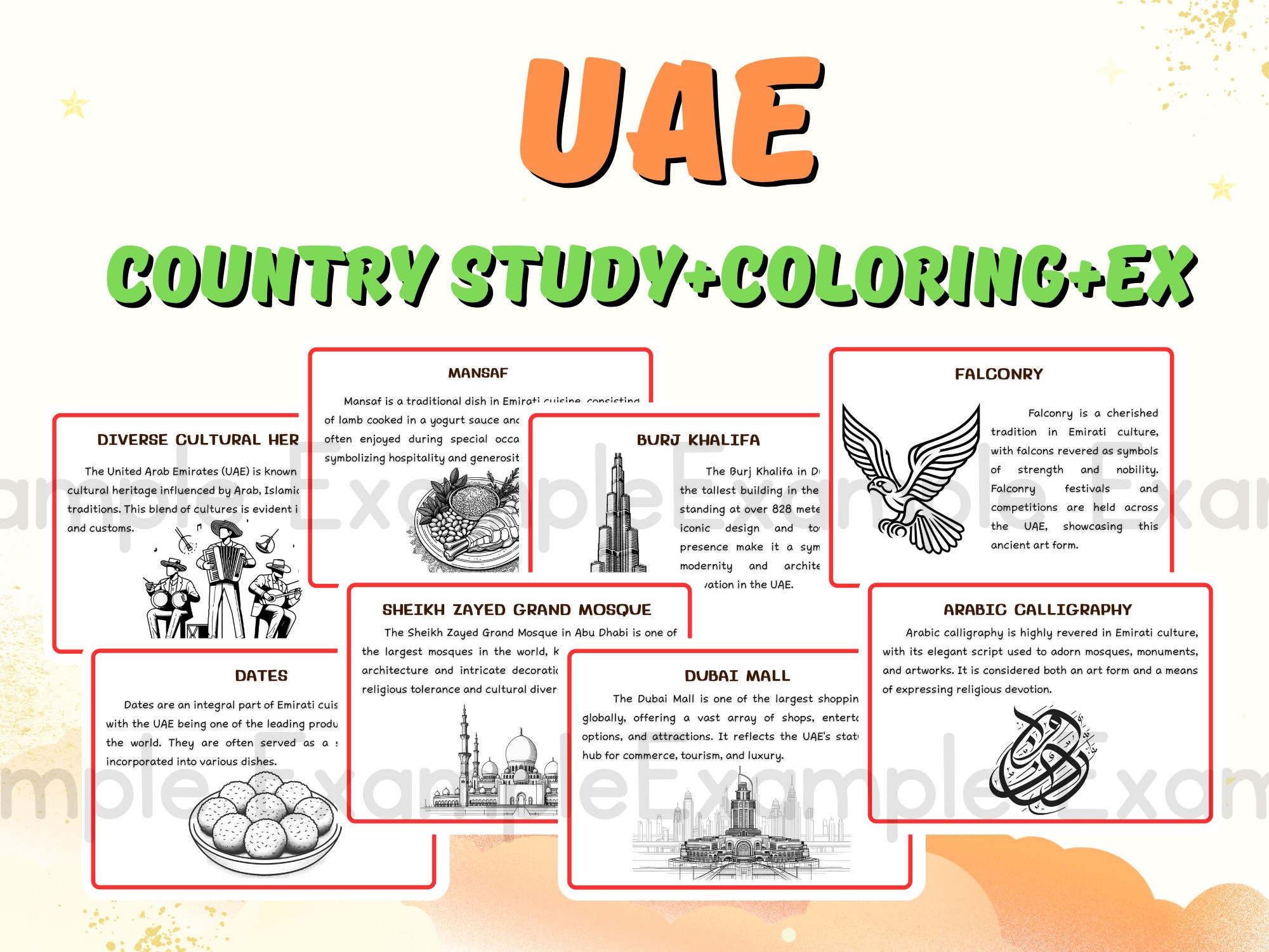 United Arab Emirates Country Study+coloring+ex Activities - Etsy