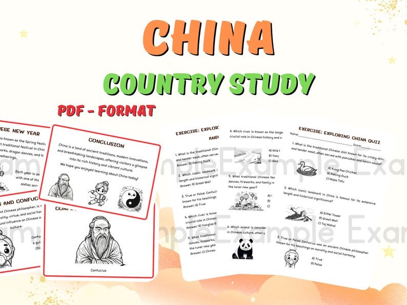 China Country Study+coloring+ex Activities - Etsy