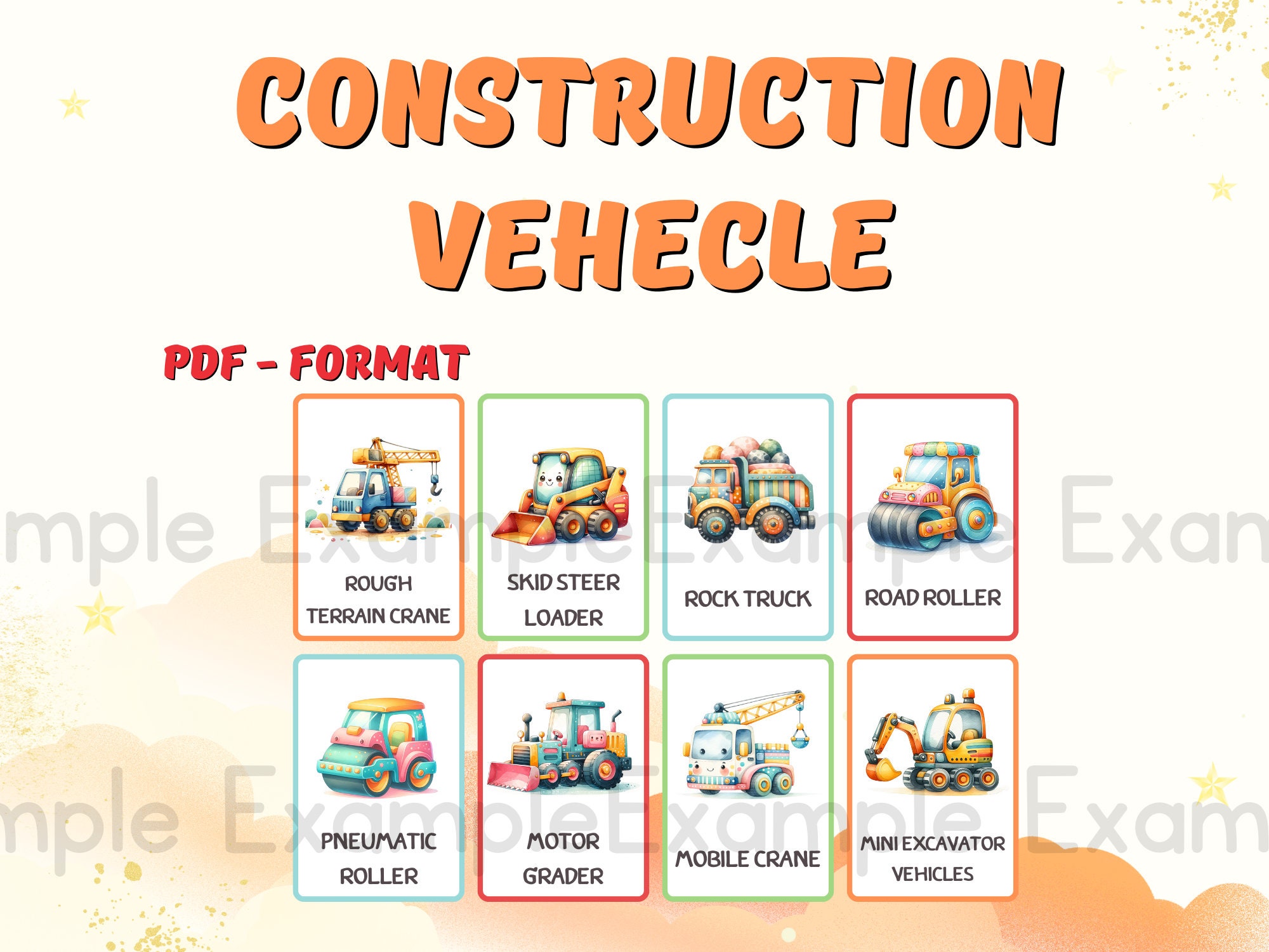Building Adventure: Construction Vehicle Flashcards for Kids Explore ...
