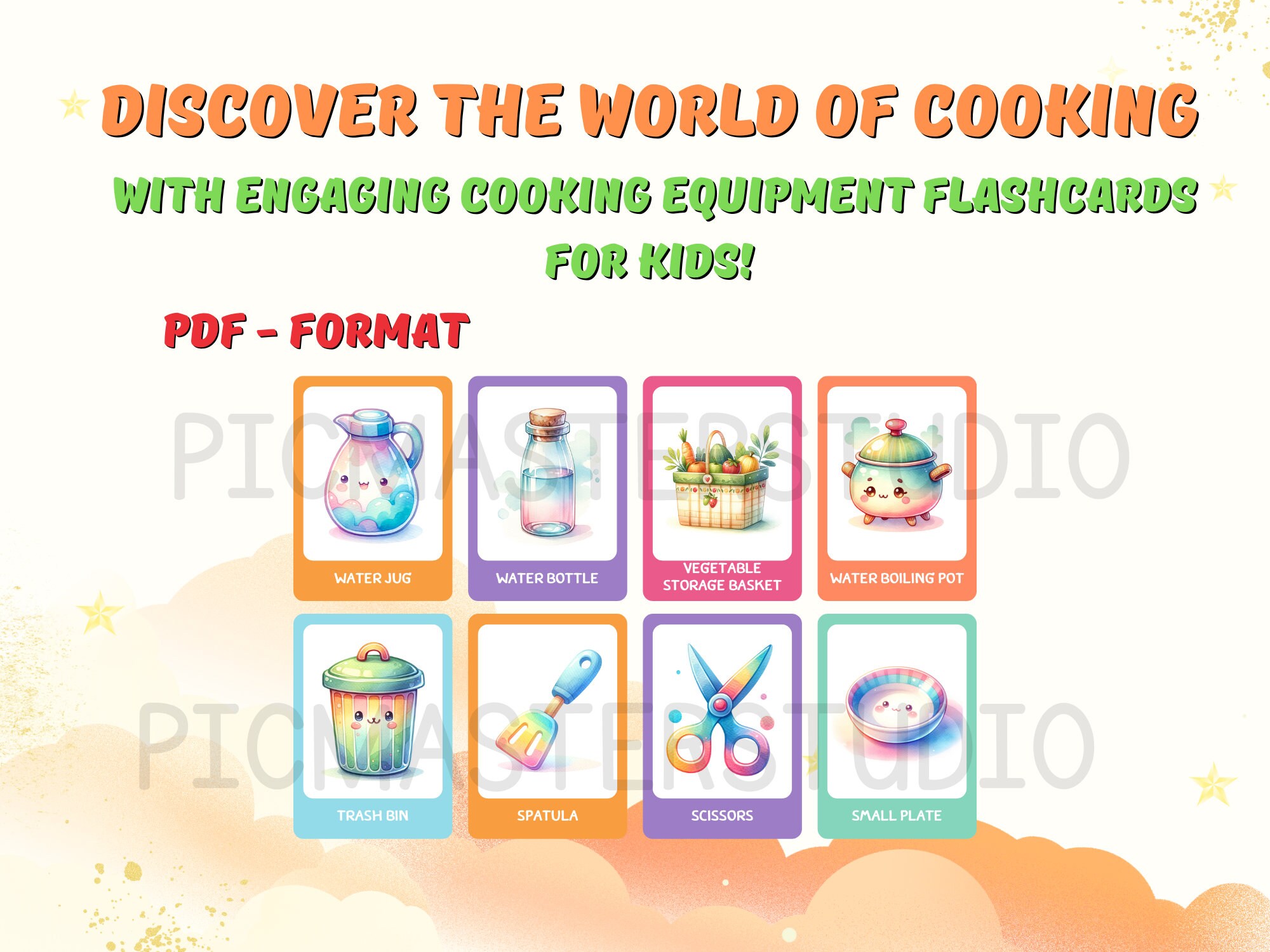 Junior Chefs Unite: Interactive Cooking Equipment Flashcards for Kids ...