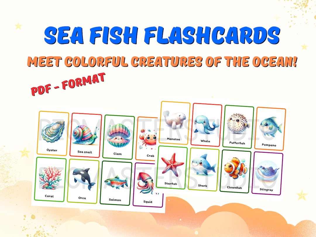Sea Fish Flashcards for Kids: Dive Into Ocean Learning - Etsy