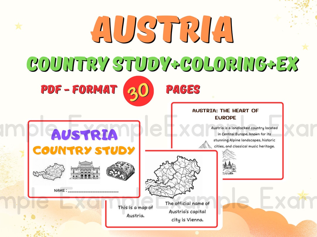 Austria Country Study+coloring+ex Activities - Etsy