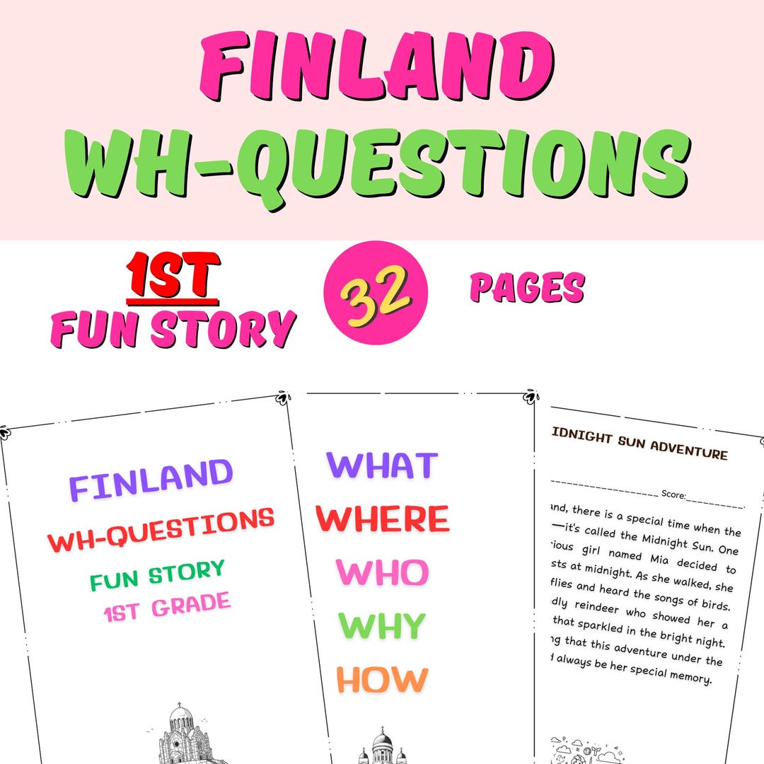 Wh-questions-finland Fun Story 1st Grade With Worksheets - Etsy
