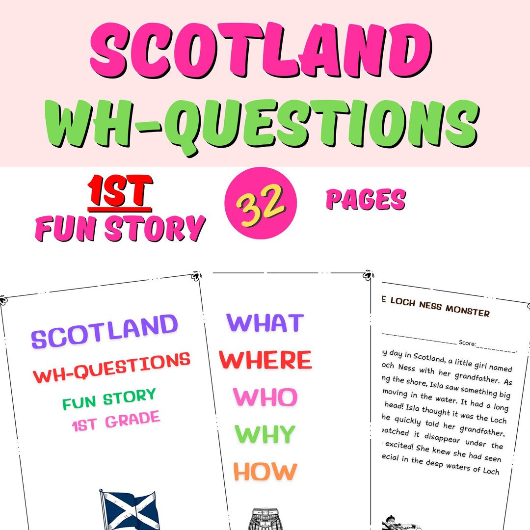Wh-questions-scotland Fun Story 1st Grade With Worksheets - Etsy