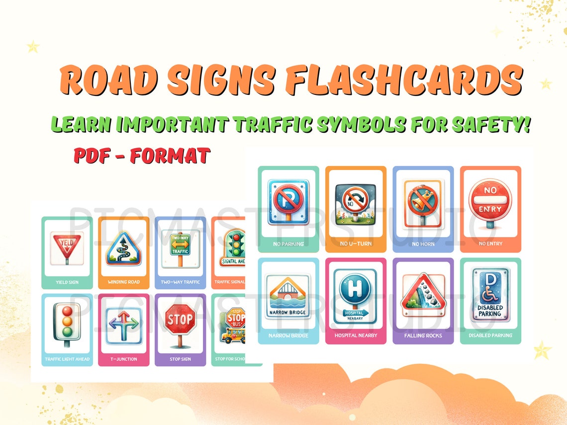 Road Signs Flashcards for Kids: Learn Safety and Signs Fun, Educational ...