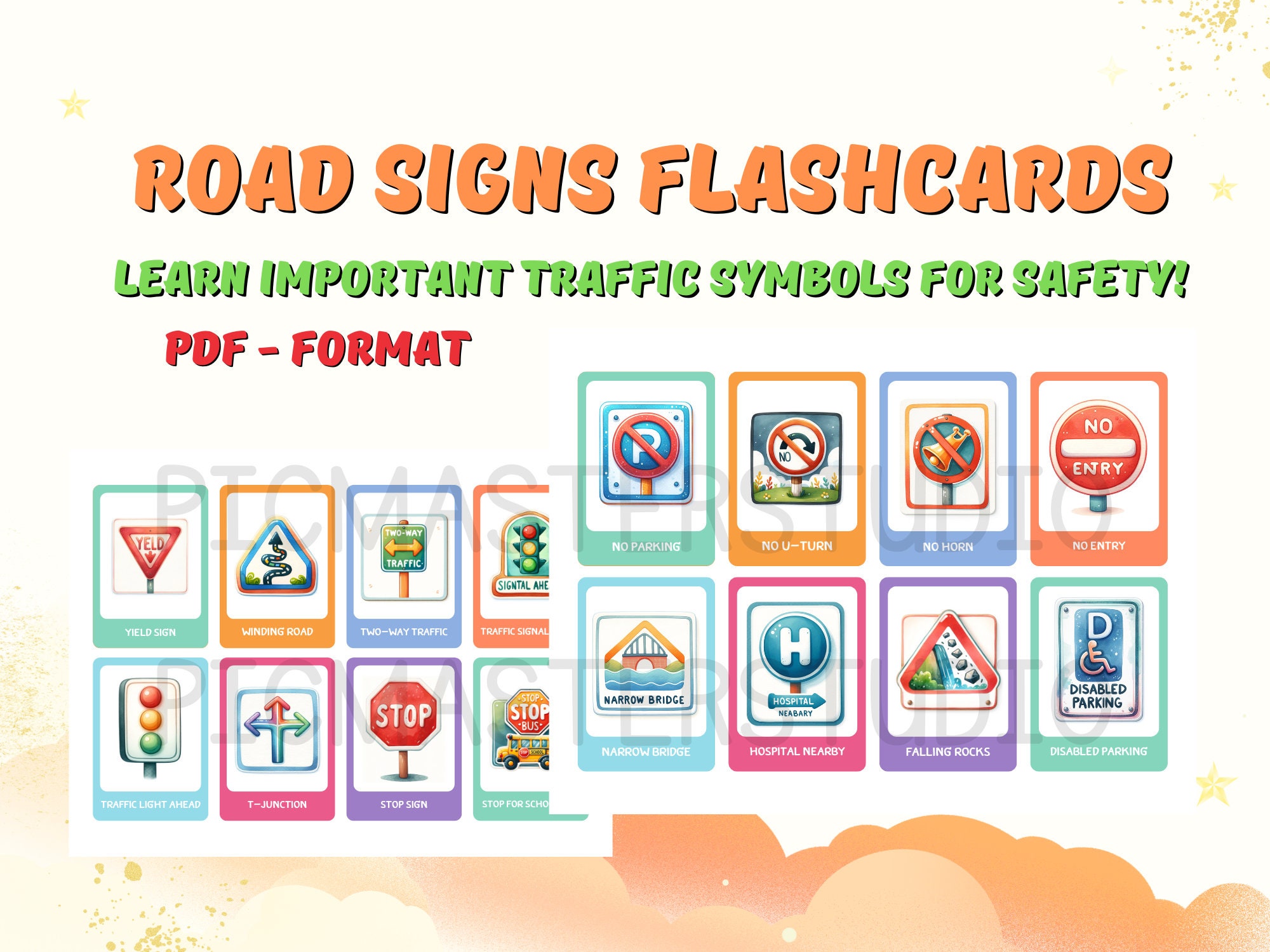 Road Signs Flashcards for Kids: Learn Safety and Signs Fun, Educational ...