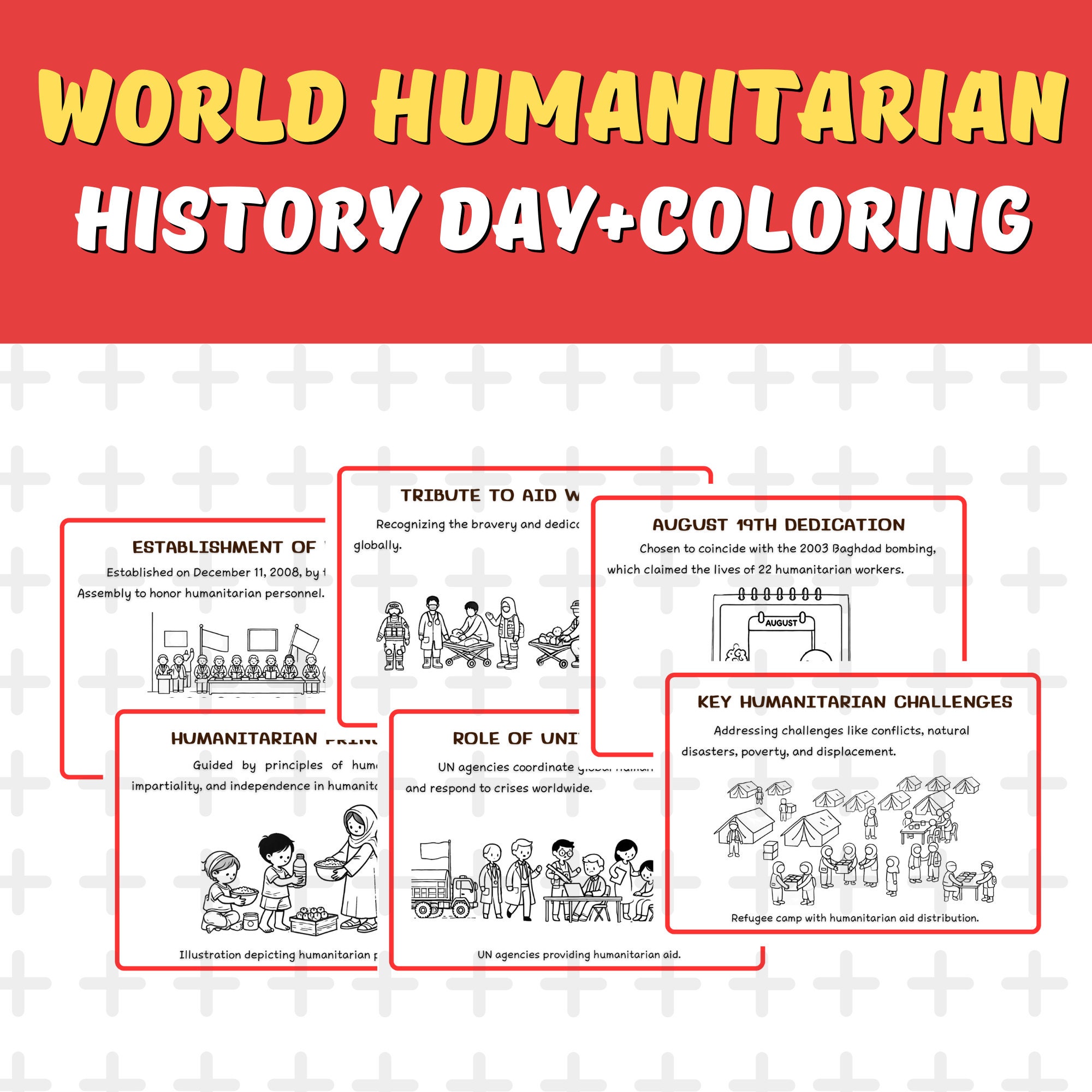 World Humanitarian History Day+coloring Pages | Humanitarian Day Art ...