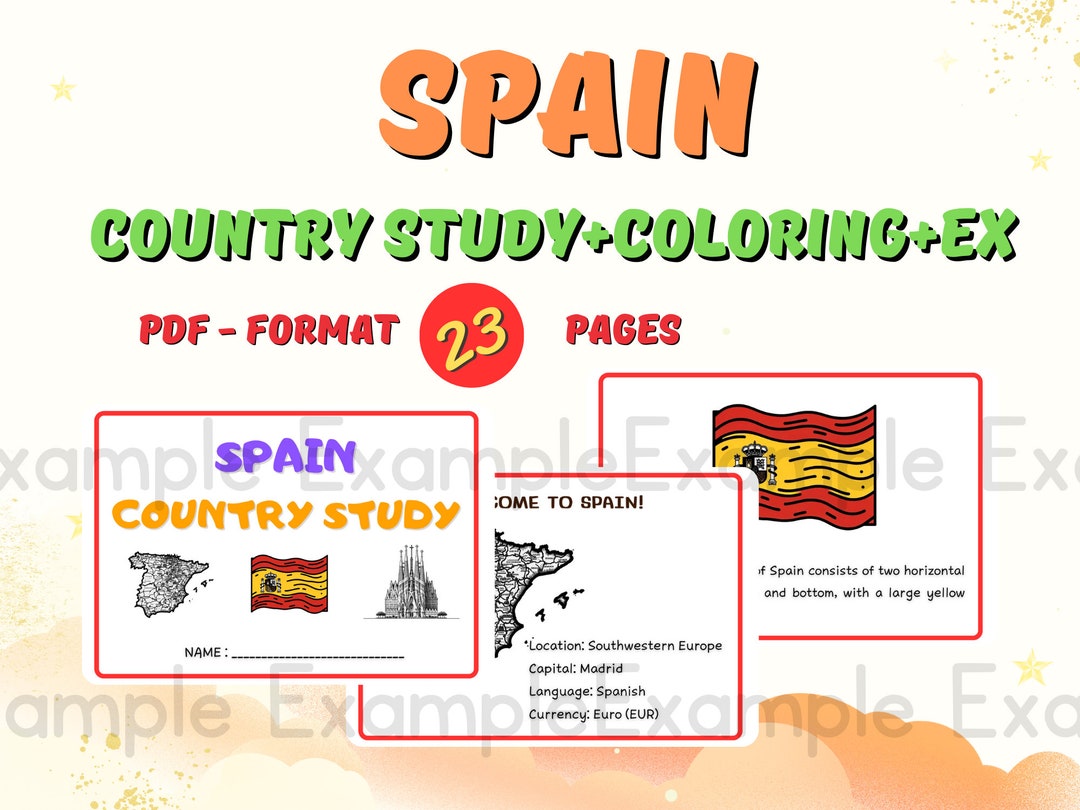 Spain Country Study+coloring+ex Activities - Etsy