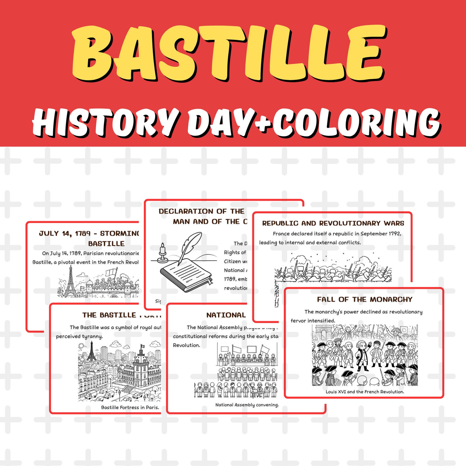 Bastille History Day+coloring Pages for Kids | Bastille Day Coloring ...