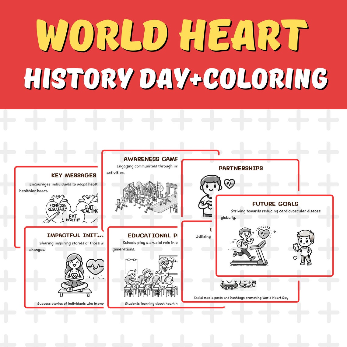 World Heart History Day+coloring Pages for Kids | Heart Health Kids ...