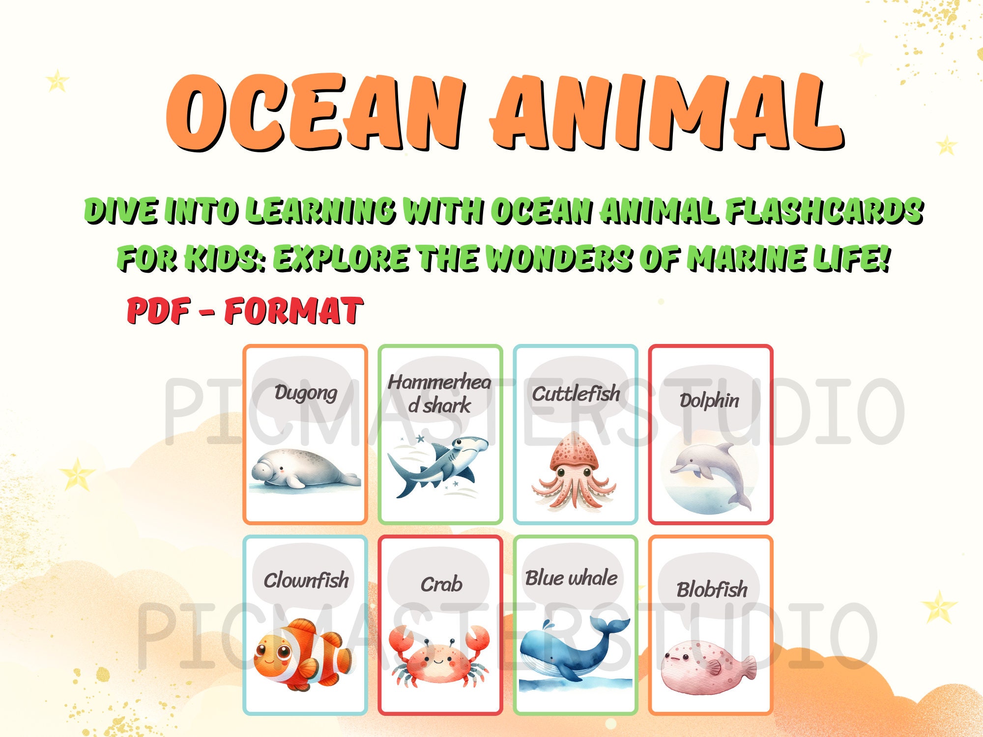 34 Dive Into Learning: Ocean Animal Flashcards for Kids Explore the ...