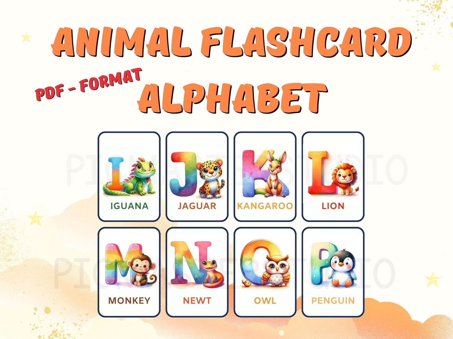 Educational Alphabet Flashcards With Animals Preschool Learning Game - Etsy