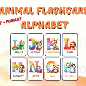 Educational Alphabet Flashcards With Animals Preschool Learning Game - Etsy