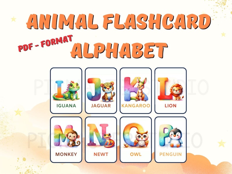 Educational Alphabet Flashcards With Animals Preschool Learning Game - Etsy