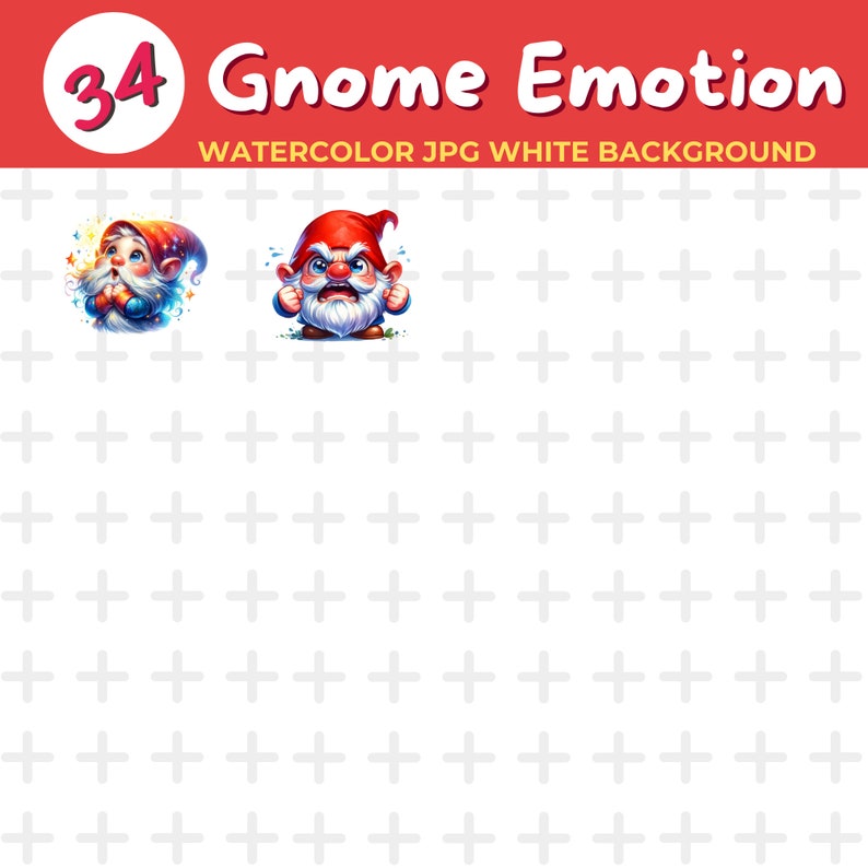 34 Gnome Emotion Watercolor JPG White Background 300 DPI Gnome Art Kids ...