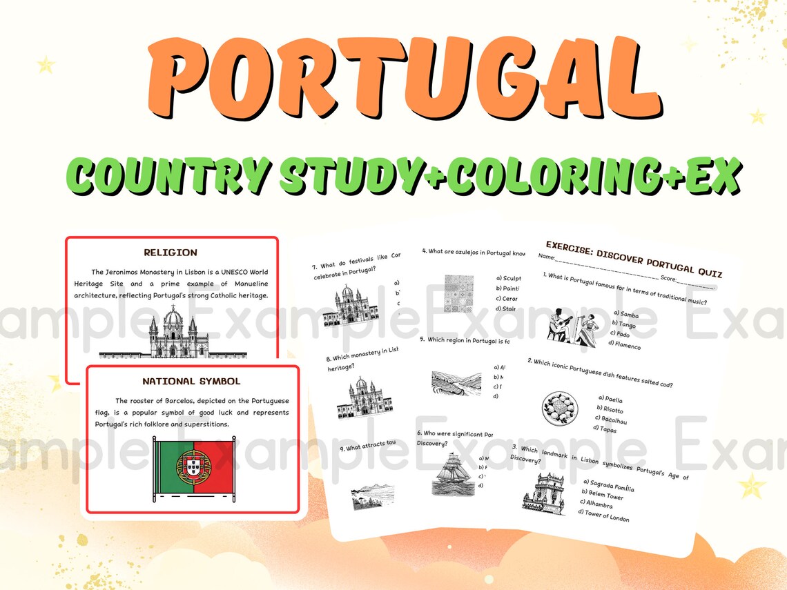 Portugal Country Study+coloring+ex Activities - Etsy