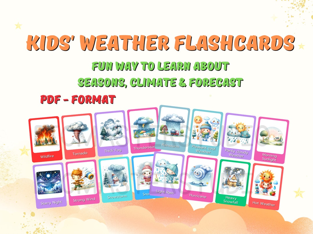 Forecasting Fun: Kids' Weather Flashcards for Kids Learn About Weather ...