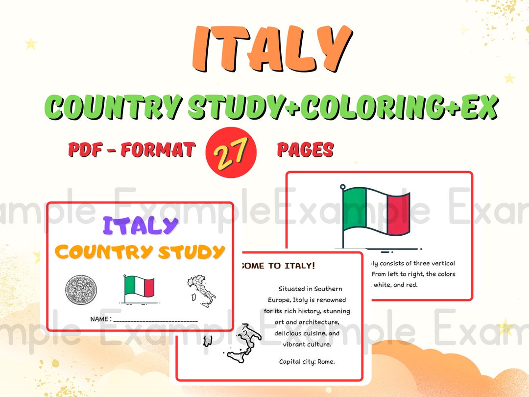 Italy Country Study+coloring+ex Activities - Etsy