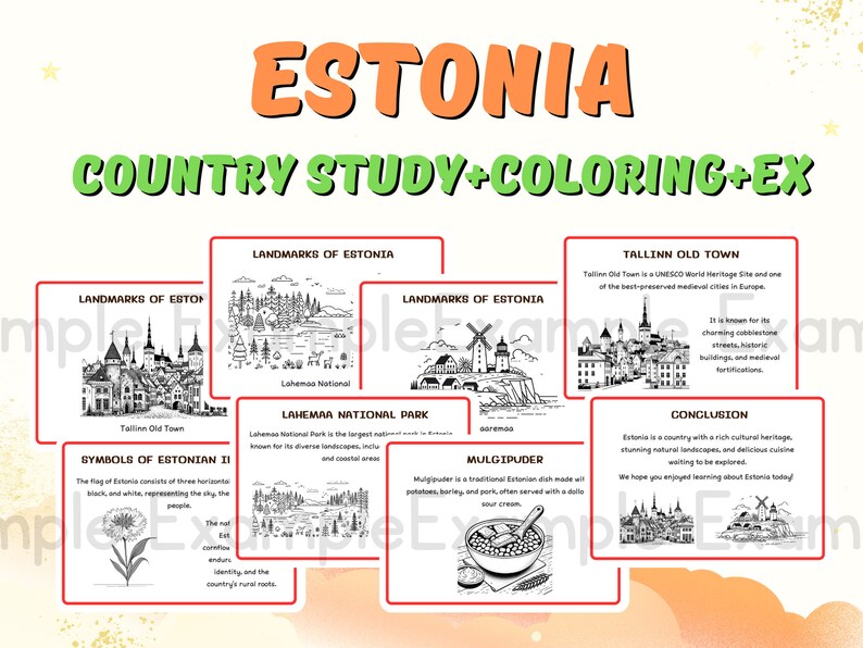 Estonia Country Studycoloringex Activities - Etsy