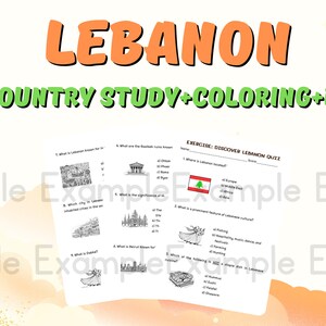 Lebanon Country Study+coloring+ex Activities - Etsy