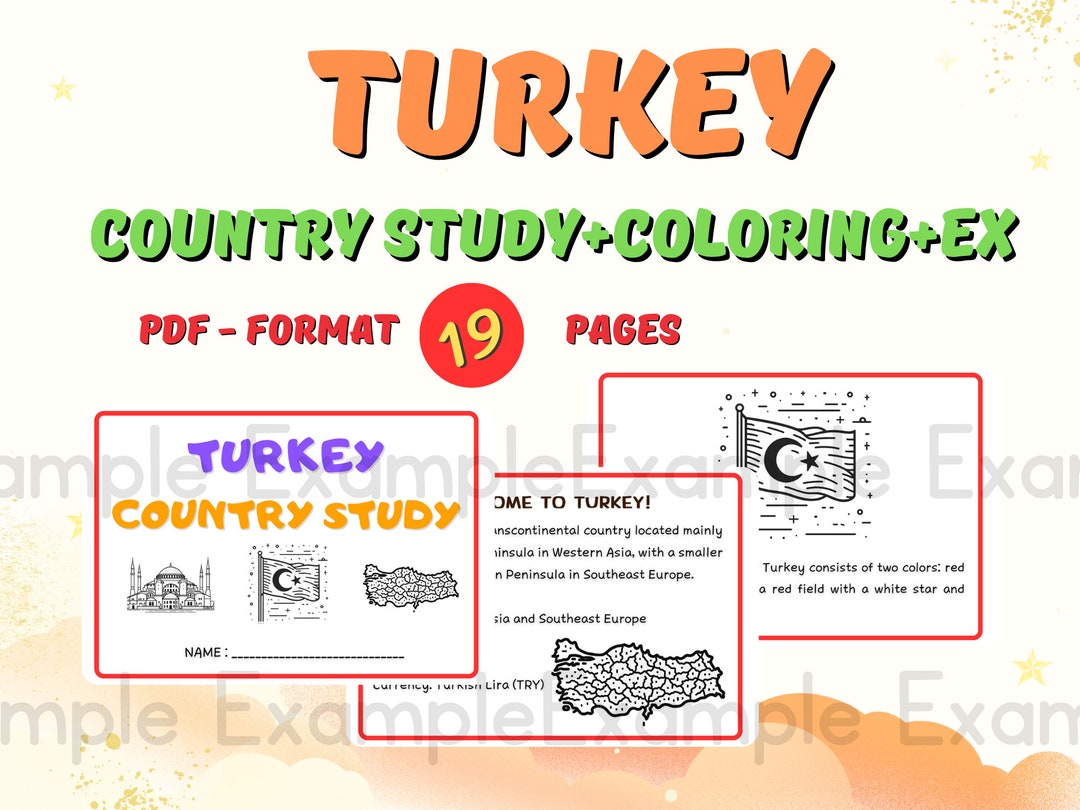 Turkey Country Study+coloring+ex Activities - Etsy