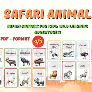 35 Wild Adventures Await: Safari Animal Flashcards for Kids Explore the ...