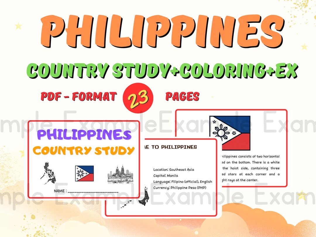 Philippines Country Study+coloring+ex Activities - Etsy