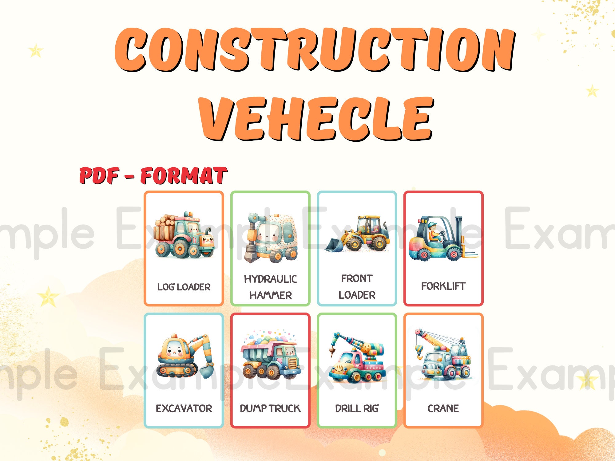 Building Adventure: Construction Vehicle Flashcards for Kids Explore ...