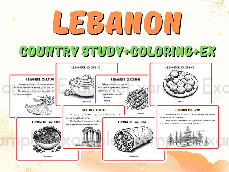 Lebanon Country Study+coloring+ex Activities - Etsy