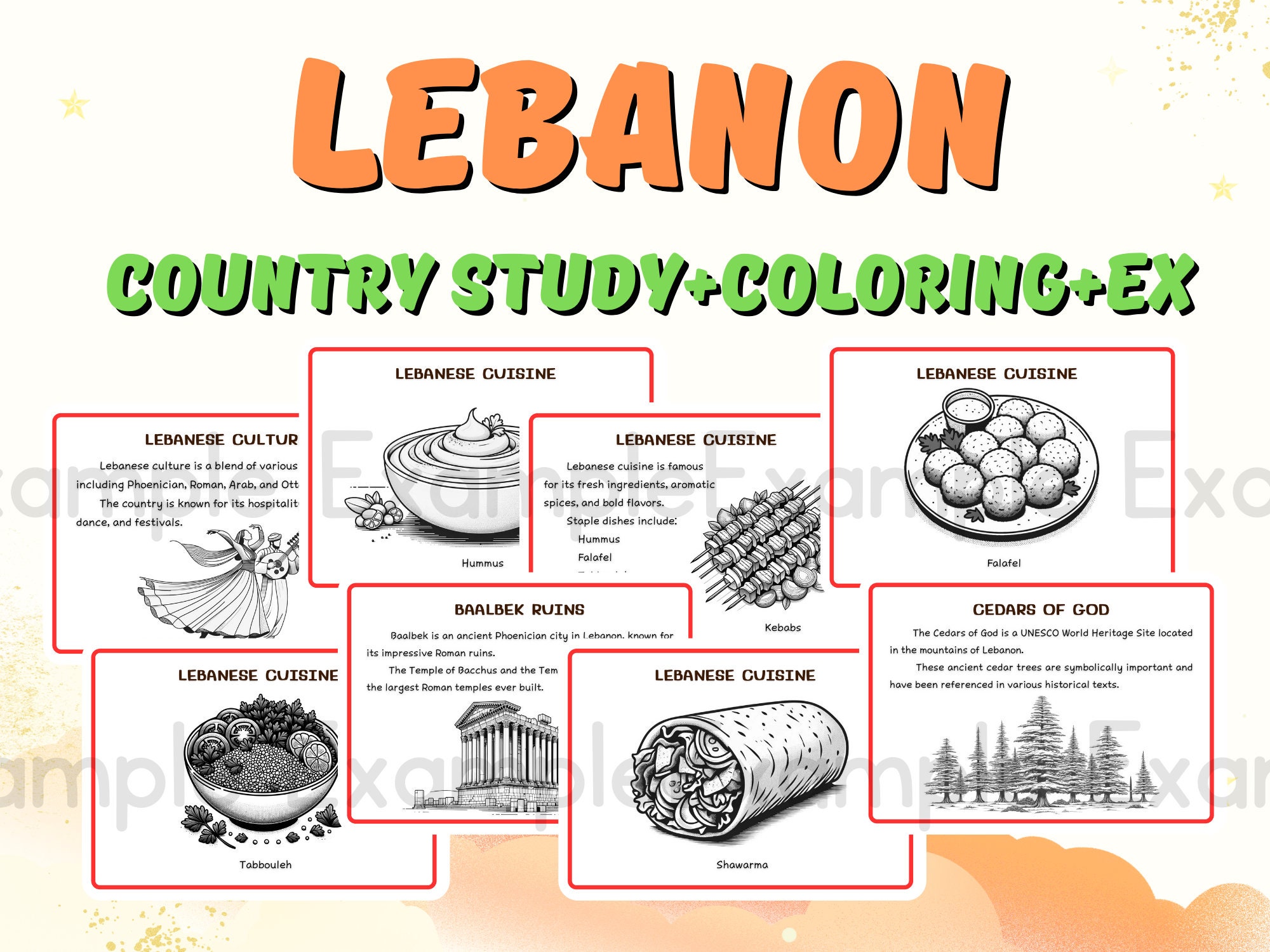 Lebanon Country Study+coloring+ex Activities - Etsy