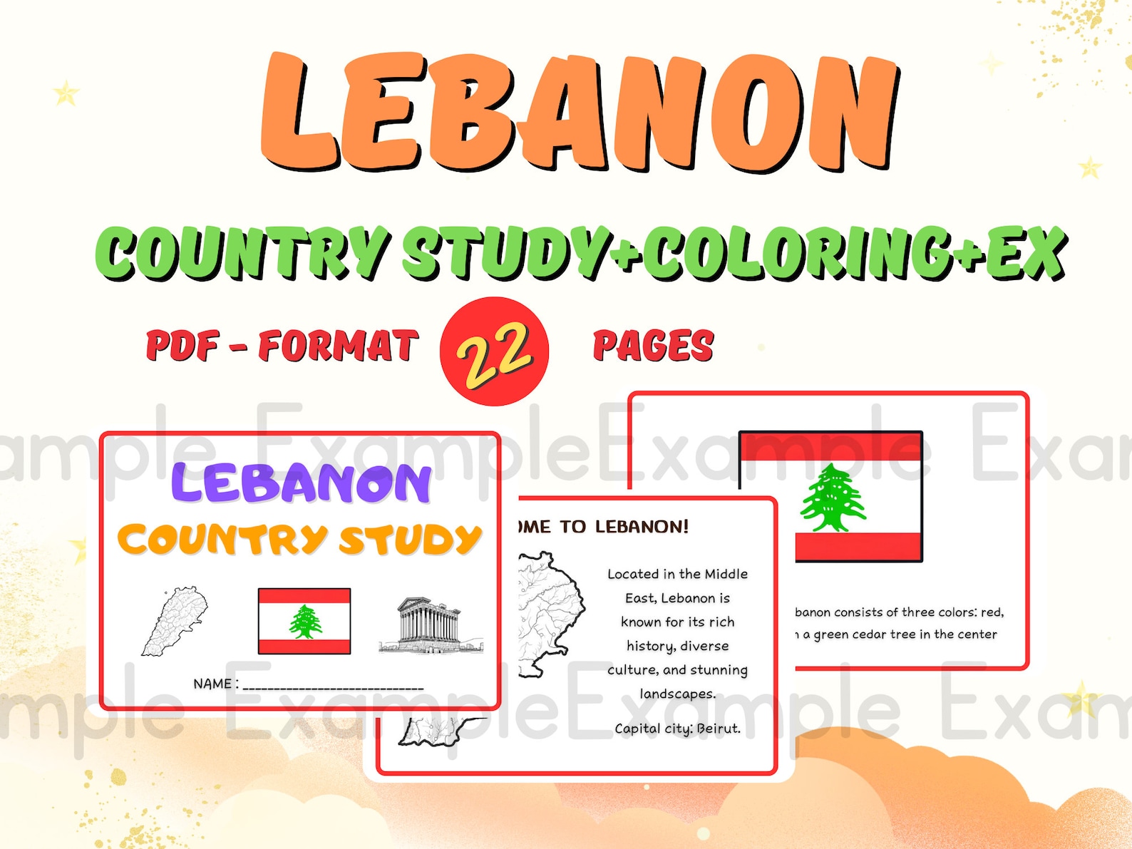Lebanon Country Study+coloring+ex Activities - Etsy