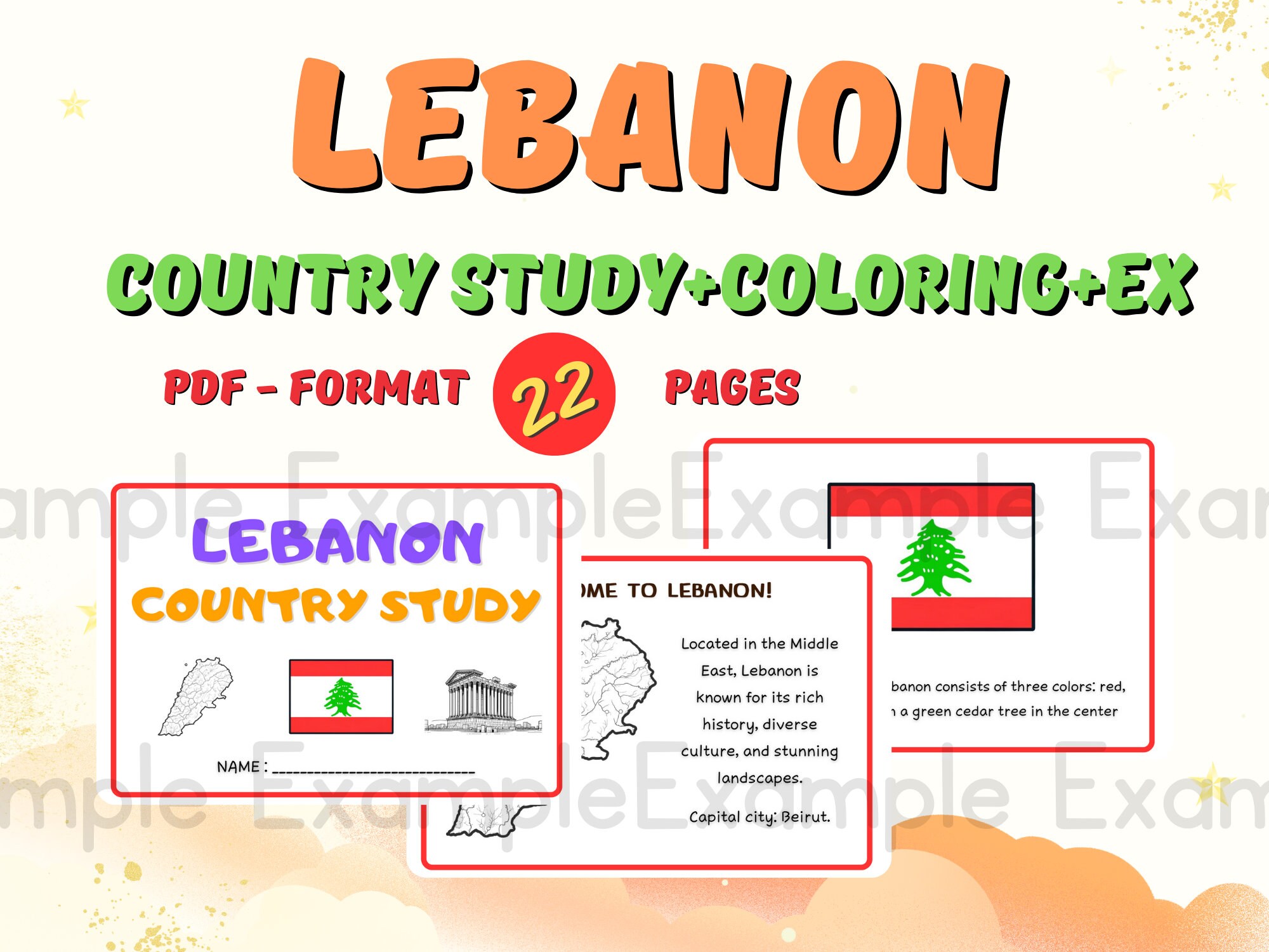 Lebanon Country Study+coloring+ex Activities - Etsy