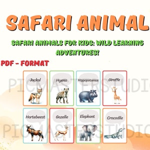 35 Wild Adventures Await: Safari Animal Flashcards for Kids Explore the ...