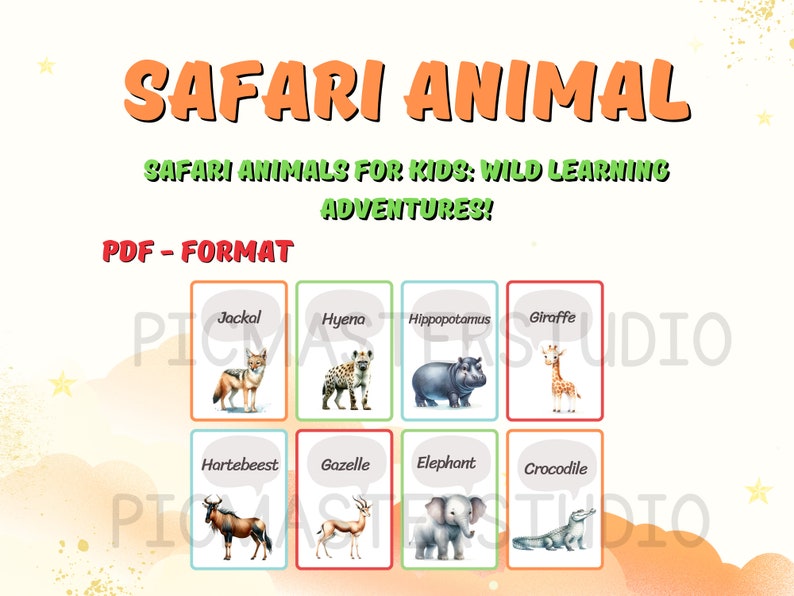 35 Wild Adventures Await: Safari Animal Flashcards for Kids Explore the ...