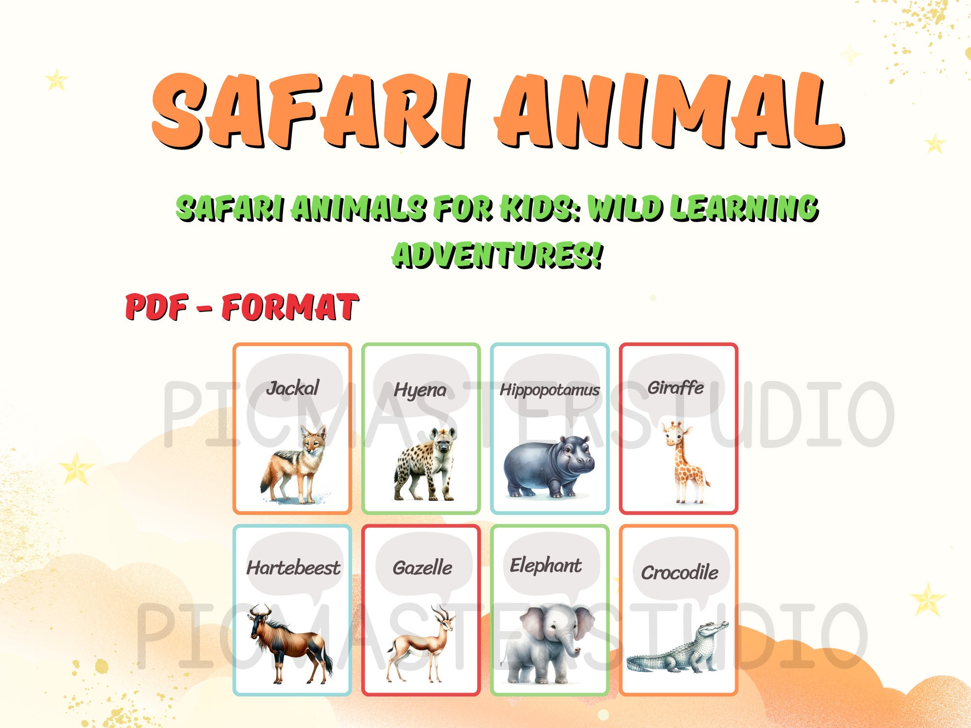 35 Wild Adventures Await: Safari Animal Flashcards for Kids Explore the ...