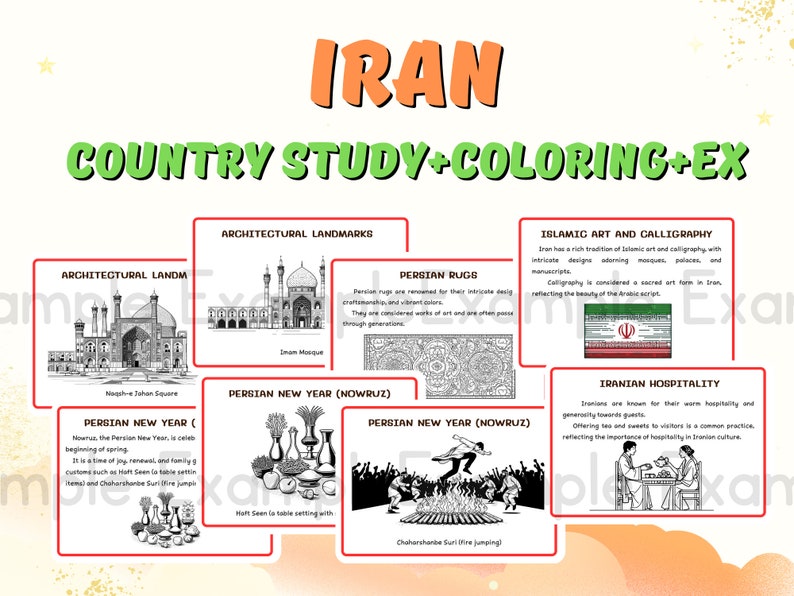 Iran Country Studycoloringex Activities - Etsy