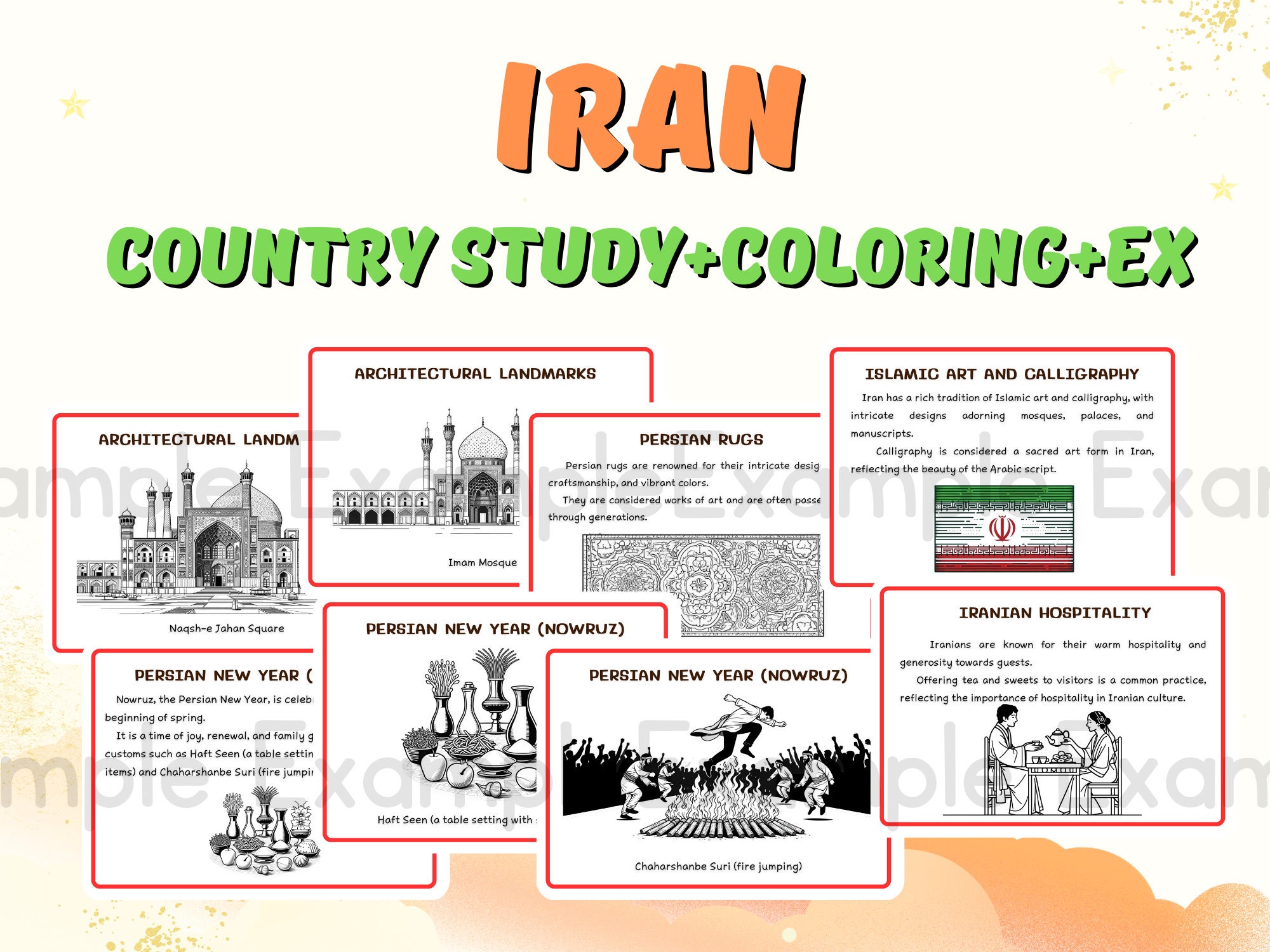 Iran Country Studycoloringex Activities - Etsy