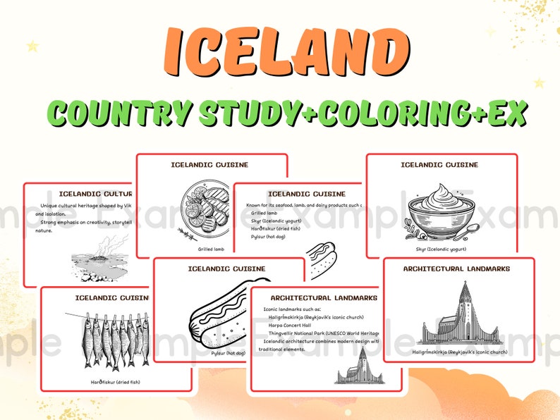 Iceland Country Study+coloring+ex Activities - Etsy