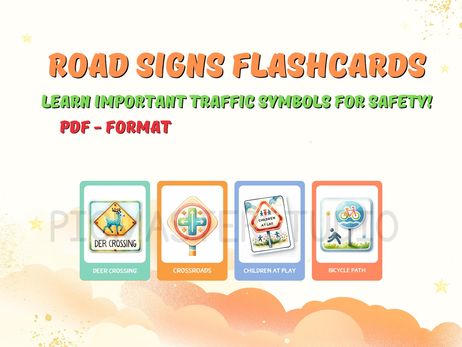 Road Signs Flashcards for Kids: Learn Safety and Signs Fun, Educational ...