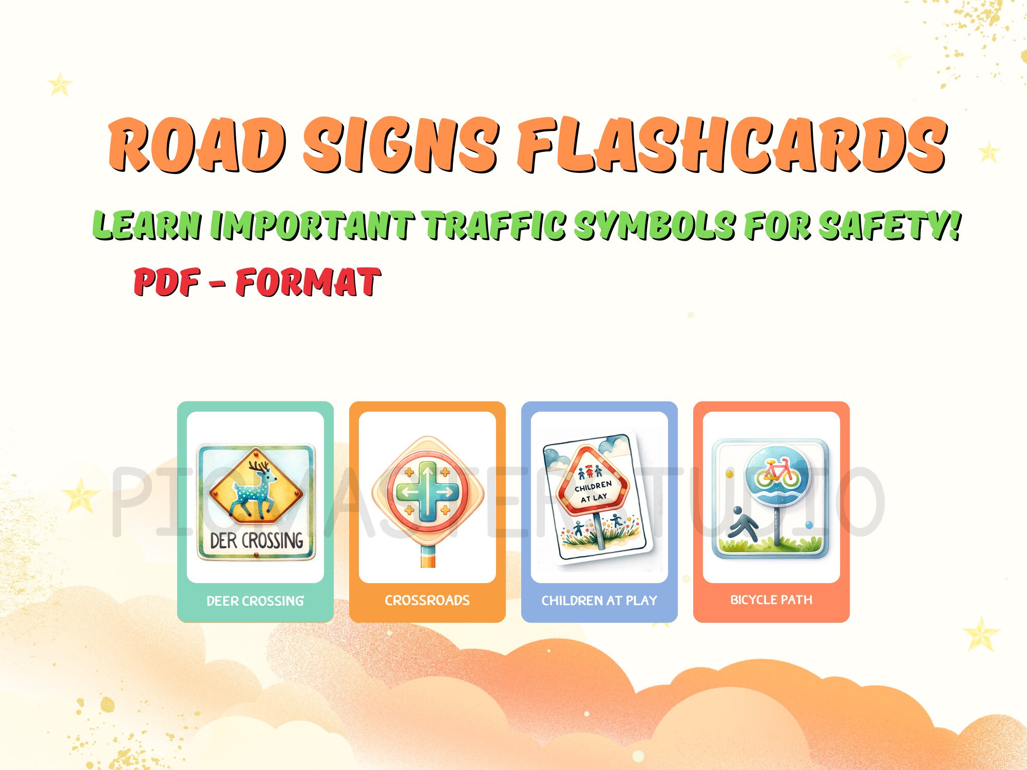 Road Signs Flashcards for Kids: Learn Safety and Signs Fun, Educational ...