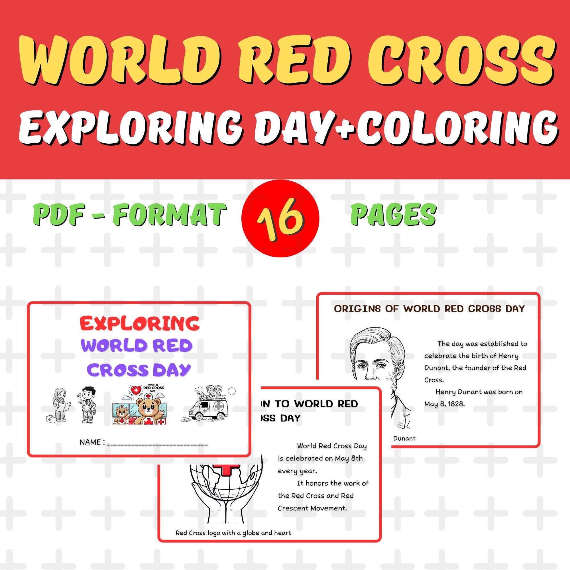 Exploring World Red Cross Day+coloring Pages for Kids - Etsy