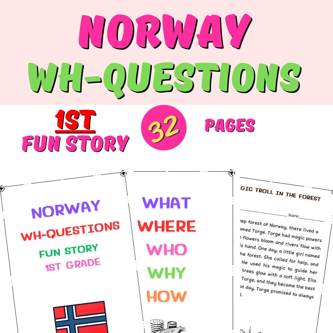 Wh-questions-norway Fun Story 1st Grade With Worksheets - Etsy