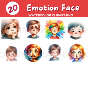 20 Emotion Face Clipart PNG Collection Feeling Faces. - Etsy