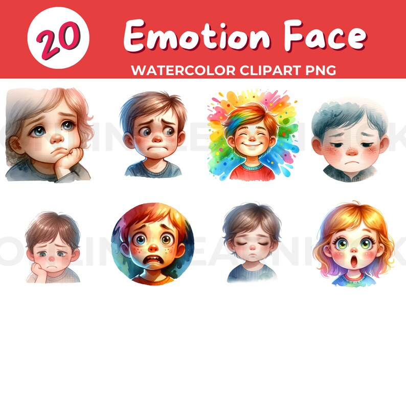 20 Emotion Face Clipart PNG Collection - Feeling Faces. - Etsy